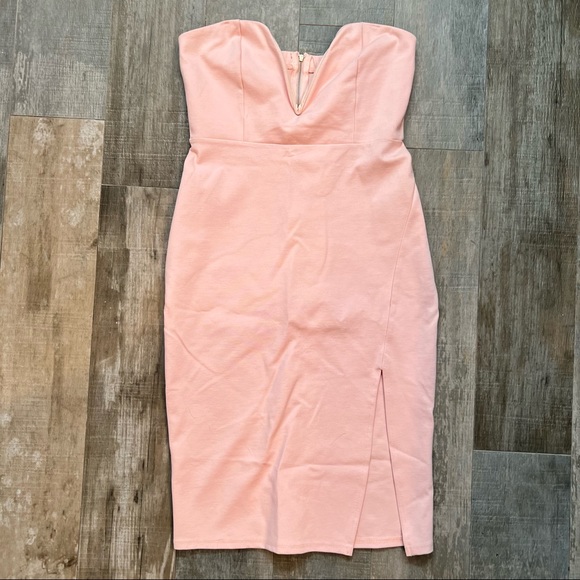 Dresses | 525 Baby Pink Deep Plunge Bodycon Dress | Poshmark